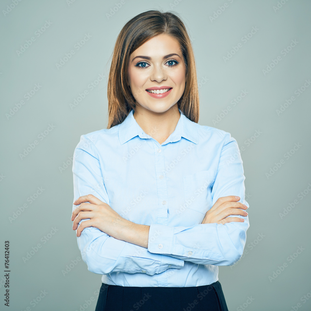 Toothy smiling Business woman crossed arms isolated portrait. Photos ...