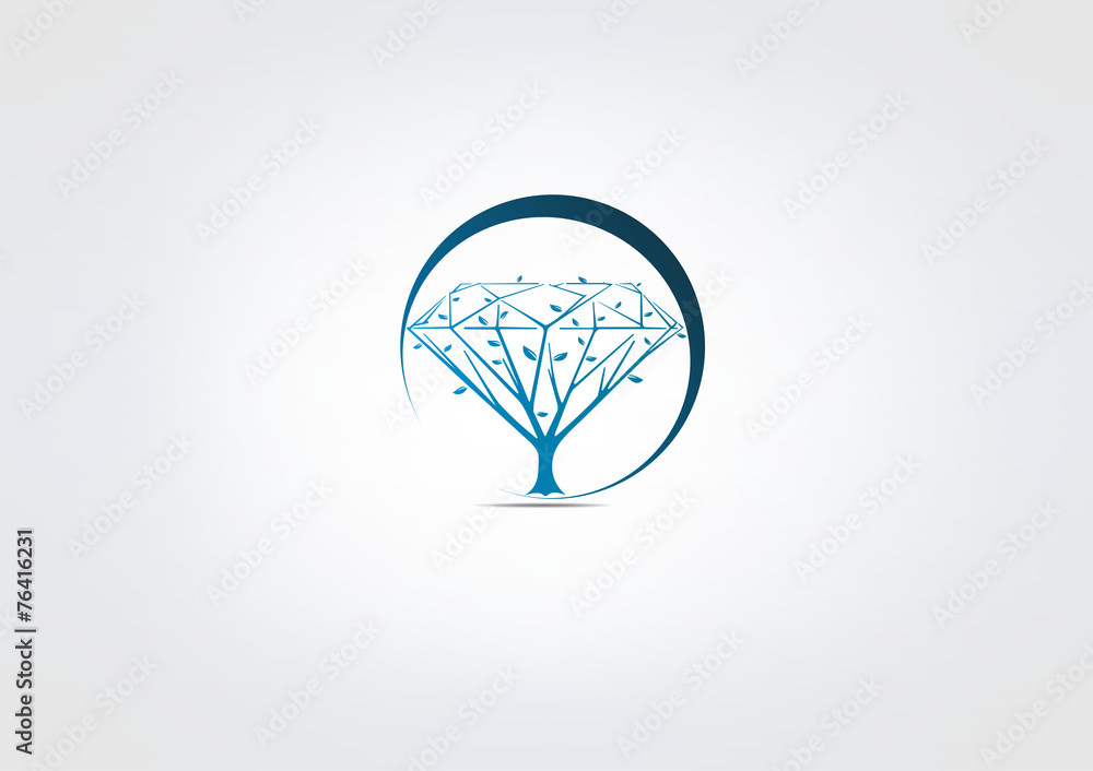Logo Diamon business Symbol tree icon circle Abstract blue Stock Vector ...