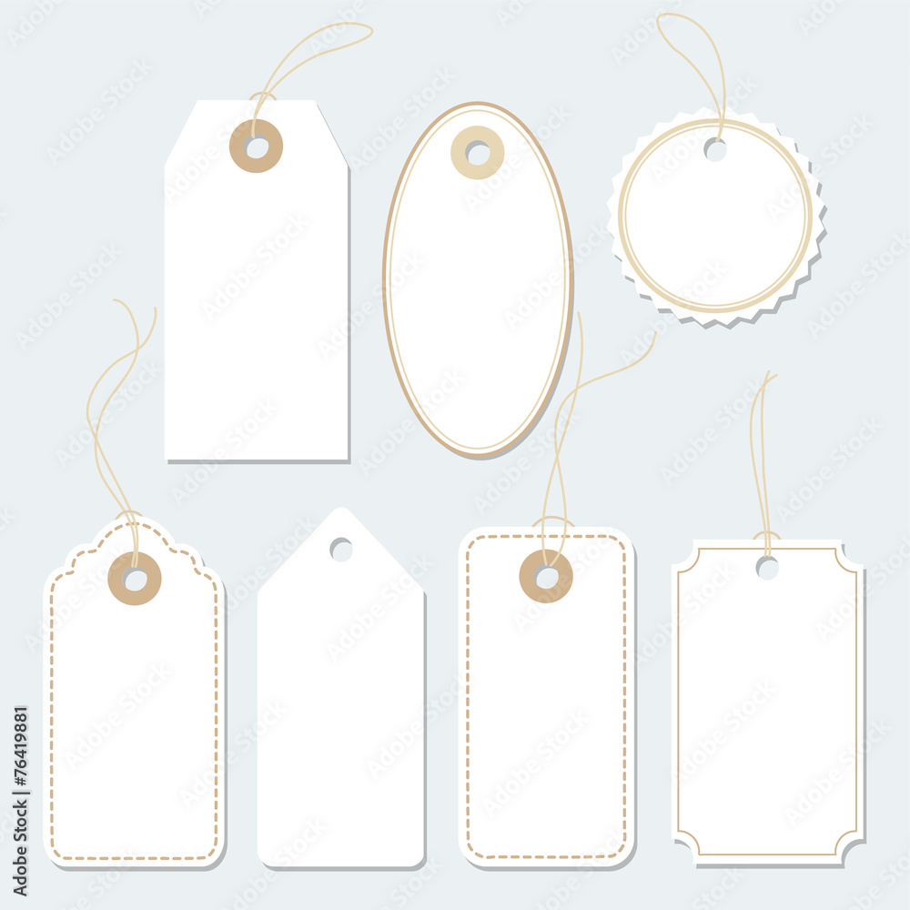 Set of blank paper tags, labels, isolated vector elements Stock Vector ...