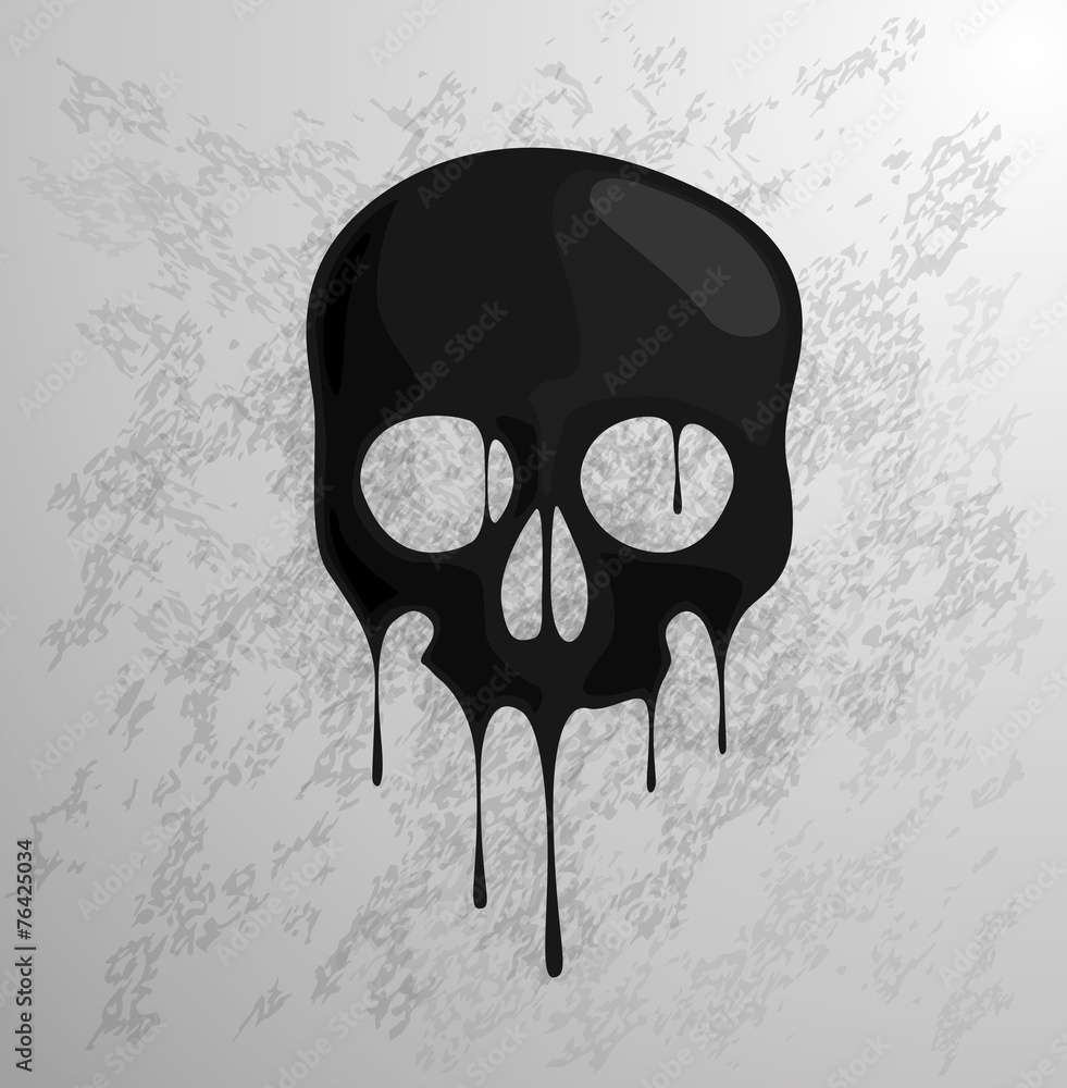 Vetor do Stock: Silueta de calavera negra derritiéndose en gotas ...