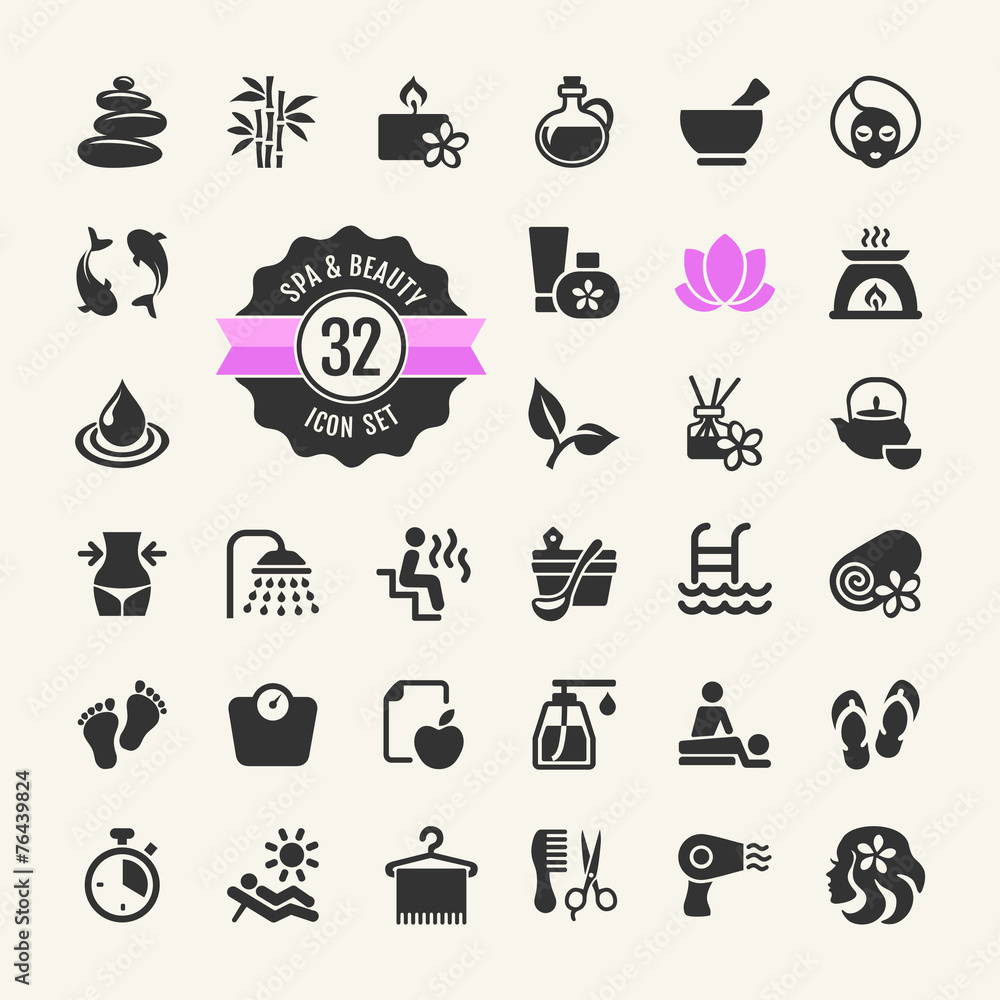 Spa & Beauty Icons Set Stock Vector | Adobe Stock
