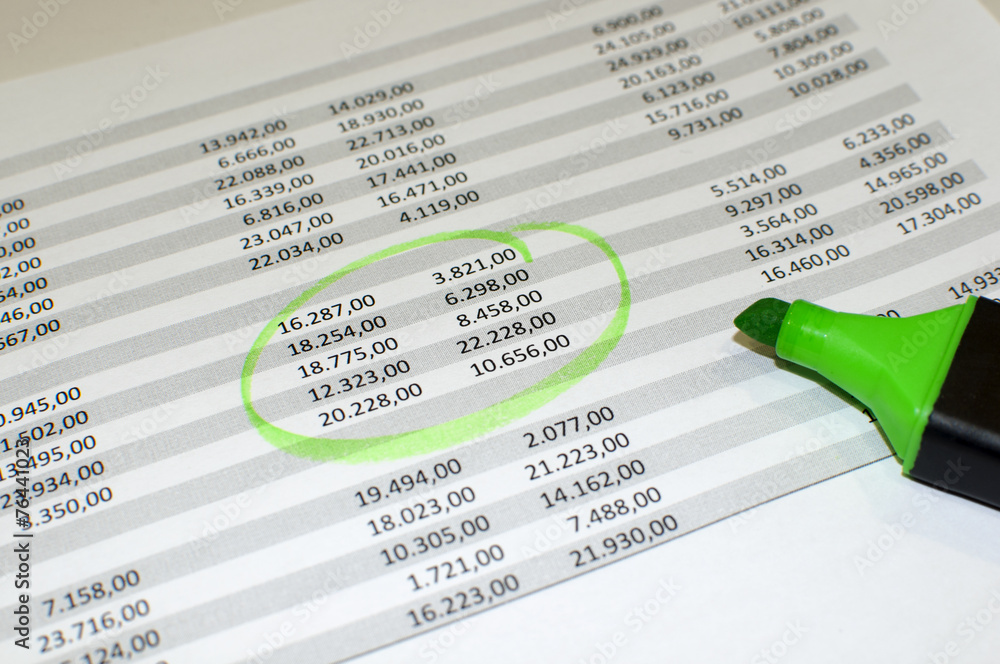 excel sheet green marker Stock Photo | Adobe Stock