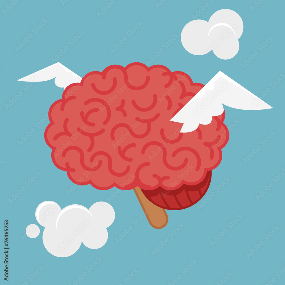 Flying Brain Stock Vector | Adobe Stock