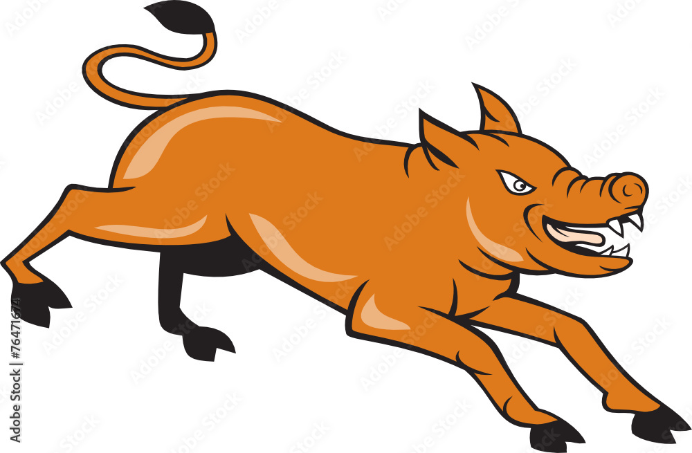 Angry Pig Jumping Attacking Cartoon Stock Vector | Adobe Stock