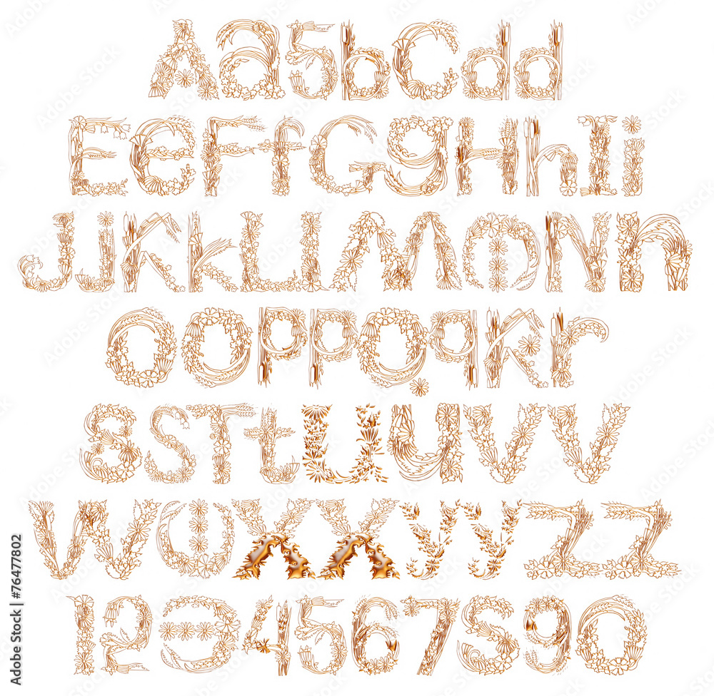 3D henna alphabet full isolated on white Stock Illustration | Adobe Stock