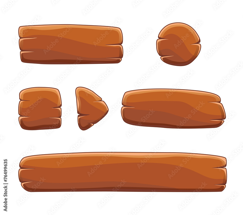 Set of cartoon wooden buttons with different shapes Stock Vector ...
