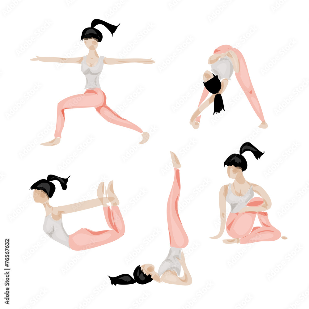 Yoga exercises icons set Stock Illustration | Adobe Stock