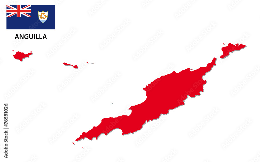 anguilla map with flag Stock Vector | Adobe Stock
