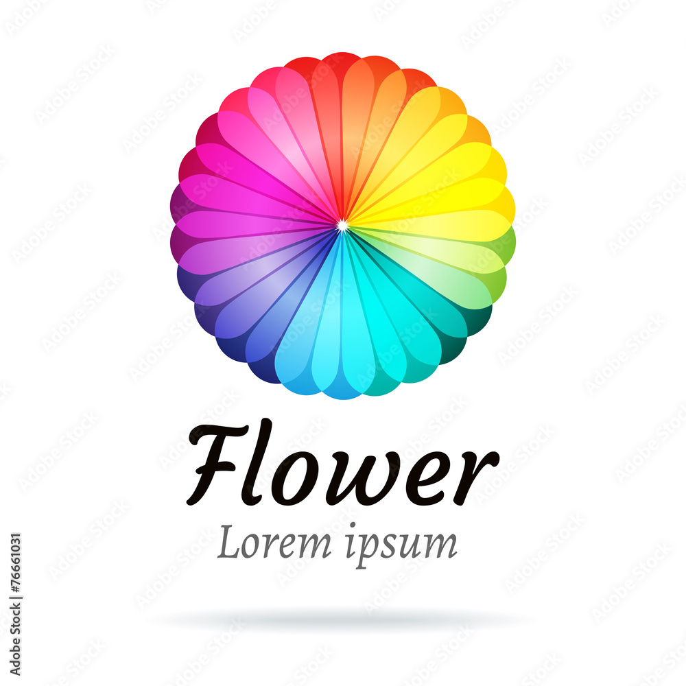 Rainbow flower Logo template, beautiful design element Stock Vector ...