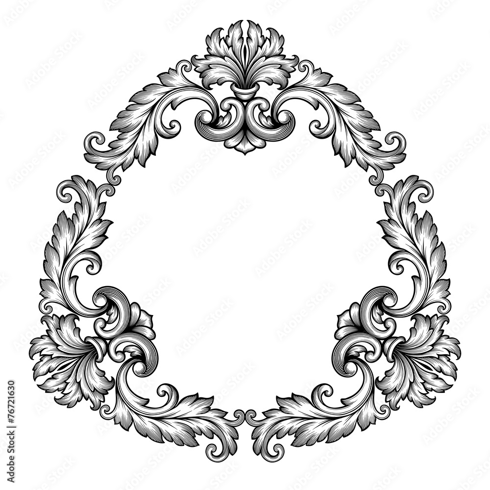 vector vintage Baroque frame scroll pattern Stock Vector | Adobe Stock