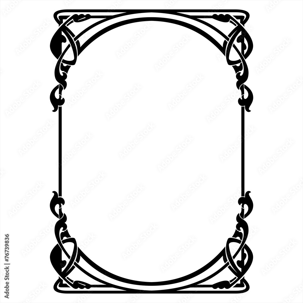 rectangular decorative frame with art Nouveau ornament Stock Vector ...