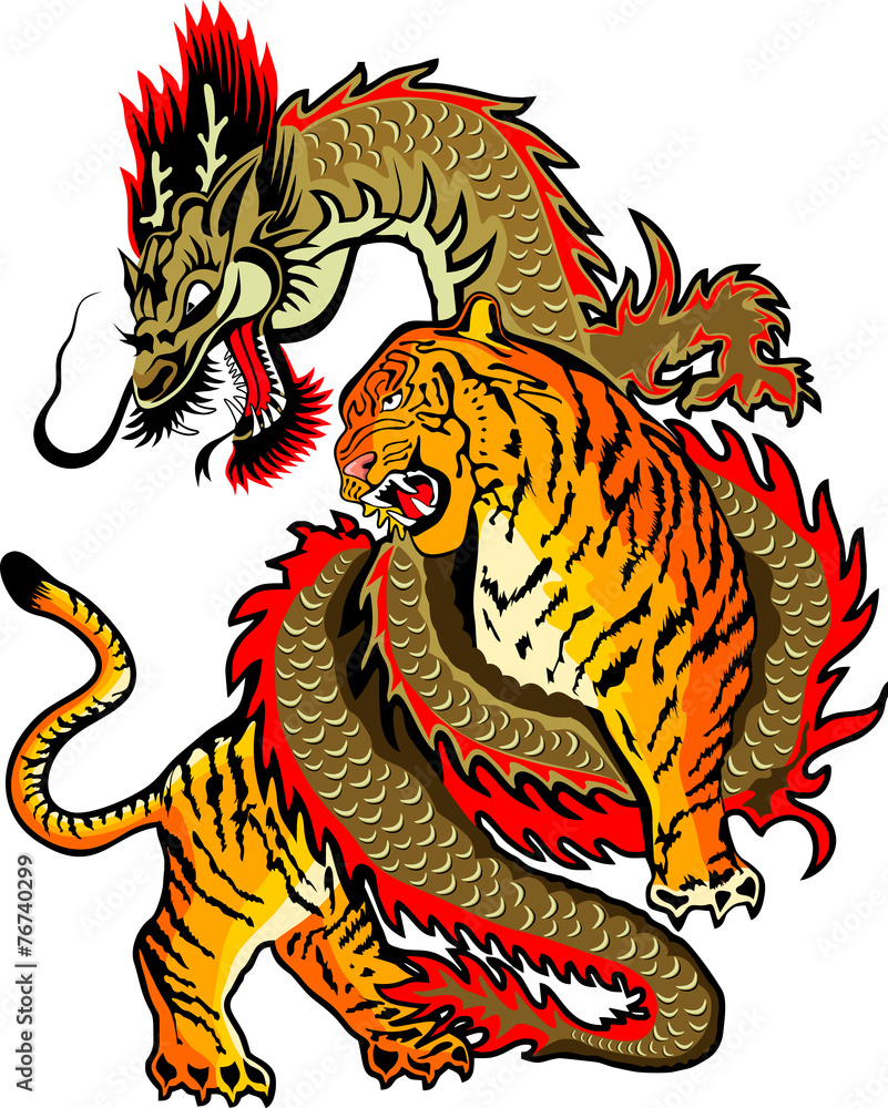 Dragon and Tiger Stock Vector | Adobe Stock