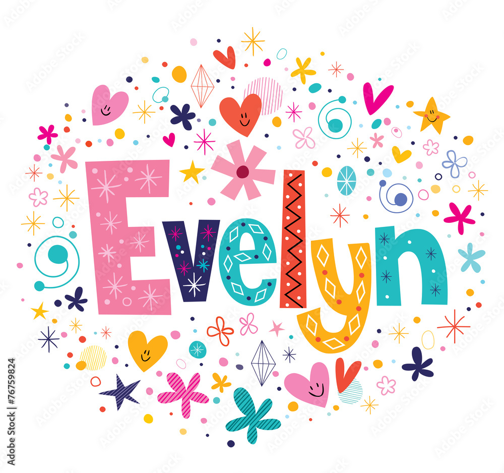 Evelyn female name decorative lettering type design Stock Vector ...