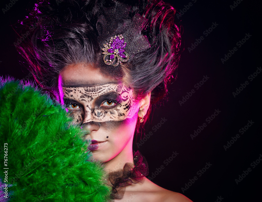 Girl in masquerade mask Stock Photo | Adobe Stock