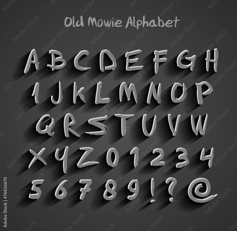 Old movie calligraphy alphabet Stock Vector | Adobe Stock