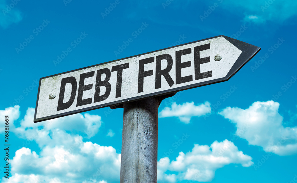 Debt Free sign with sky background Stock Photo | Adobe Stock