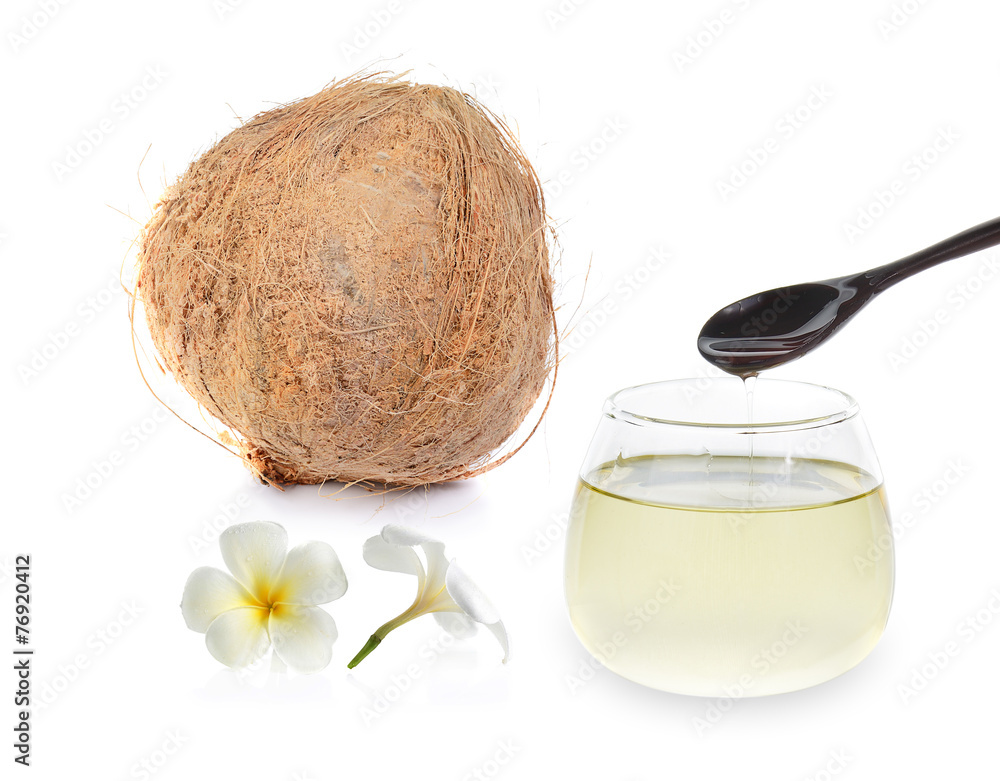 coconut oil isolated on white Stock Photo | Adobe Stock