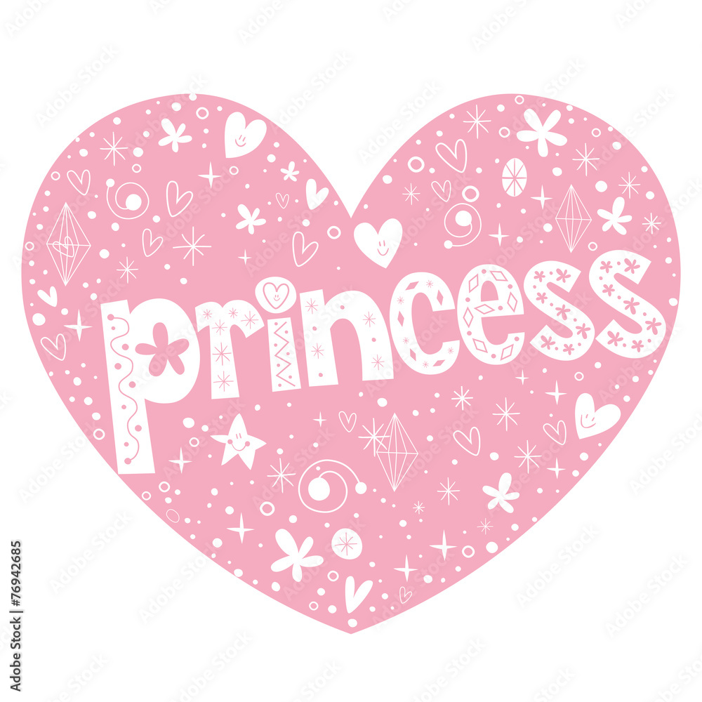 princess heart shaped lettering design Stock Vector | Adobe Stock