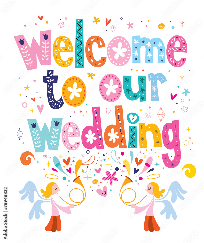 Welcome to our wedding typography lettering design Stock Vector | Adobe ...