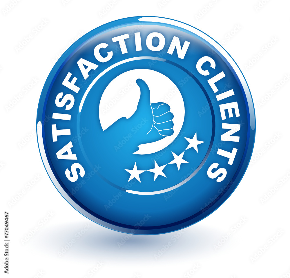 Vecteur Stock satisfaction clients sur bouton bleu | Adobe Stock