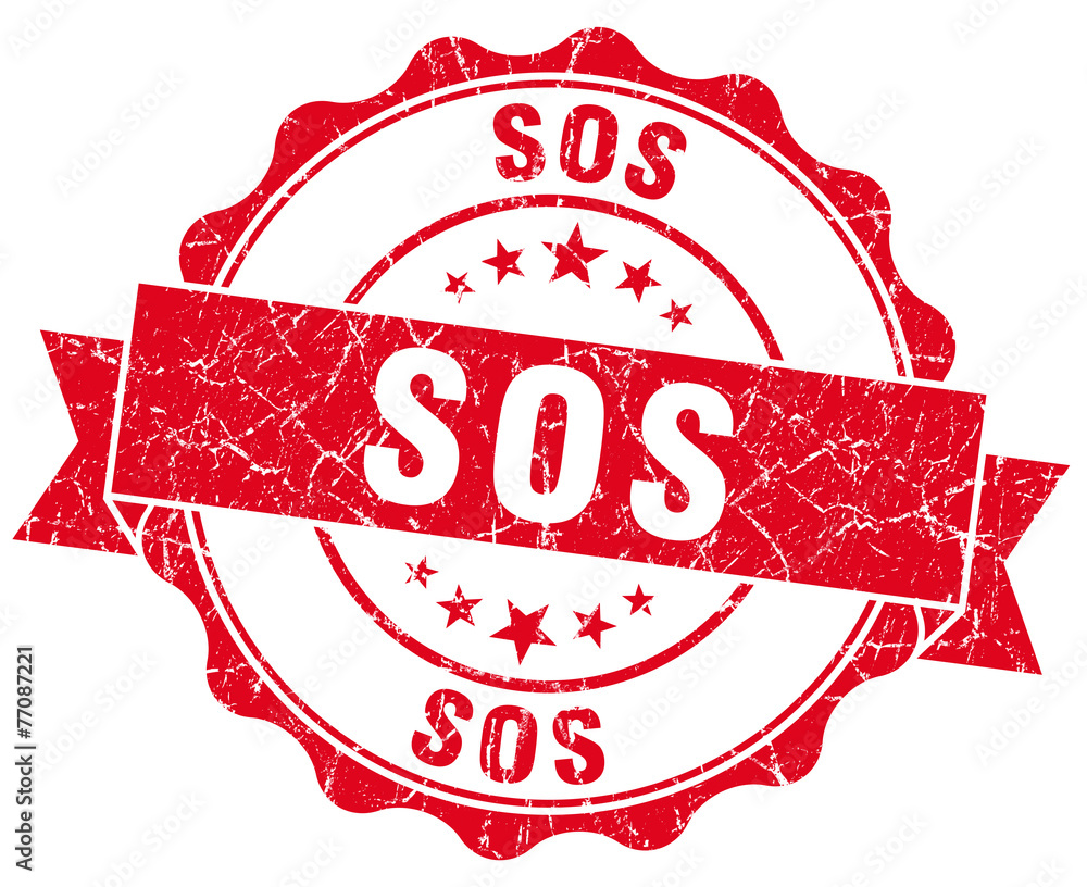 sos red grunge seal isolated on white Stock Illustration | Adobe Stock