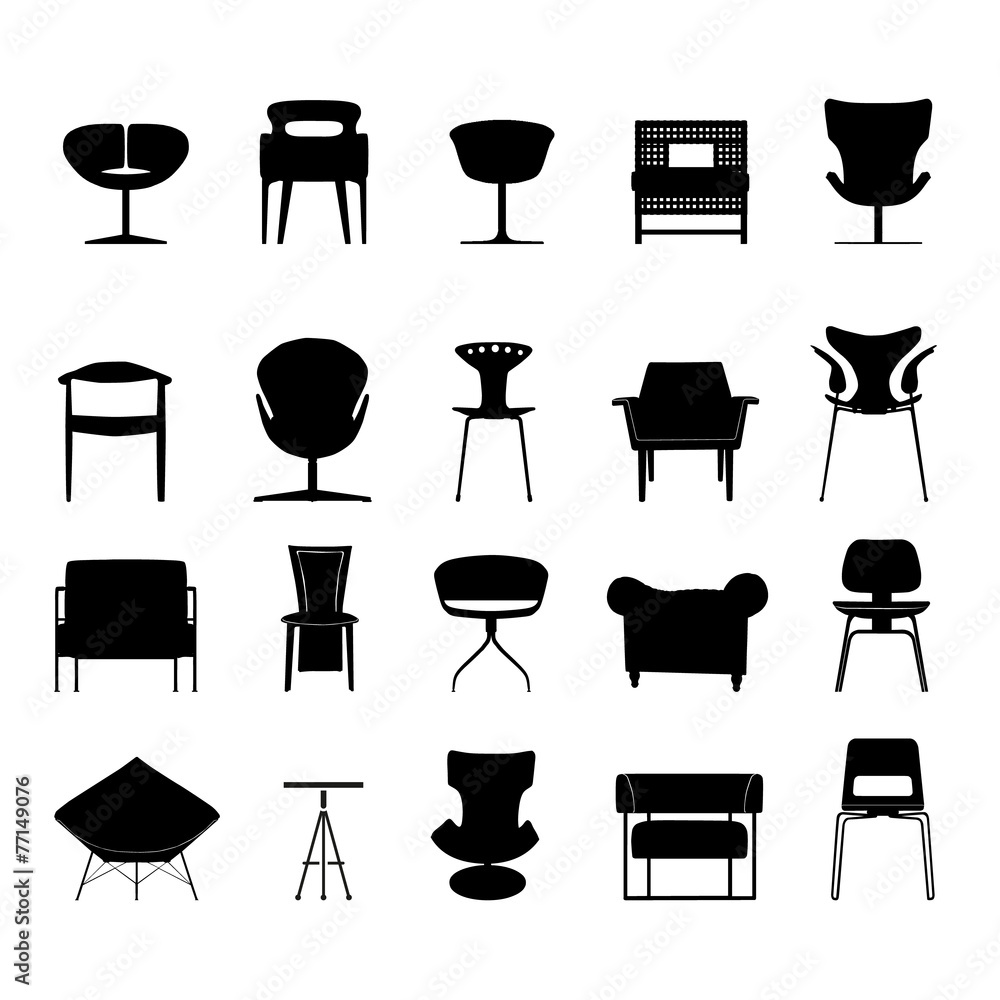 Chair icons set great for any use. Vector EPS10. Stock Vector | Adobe Stock
