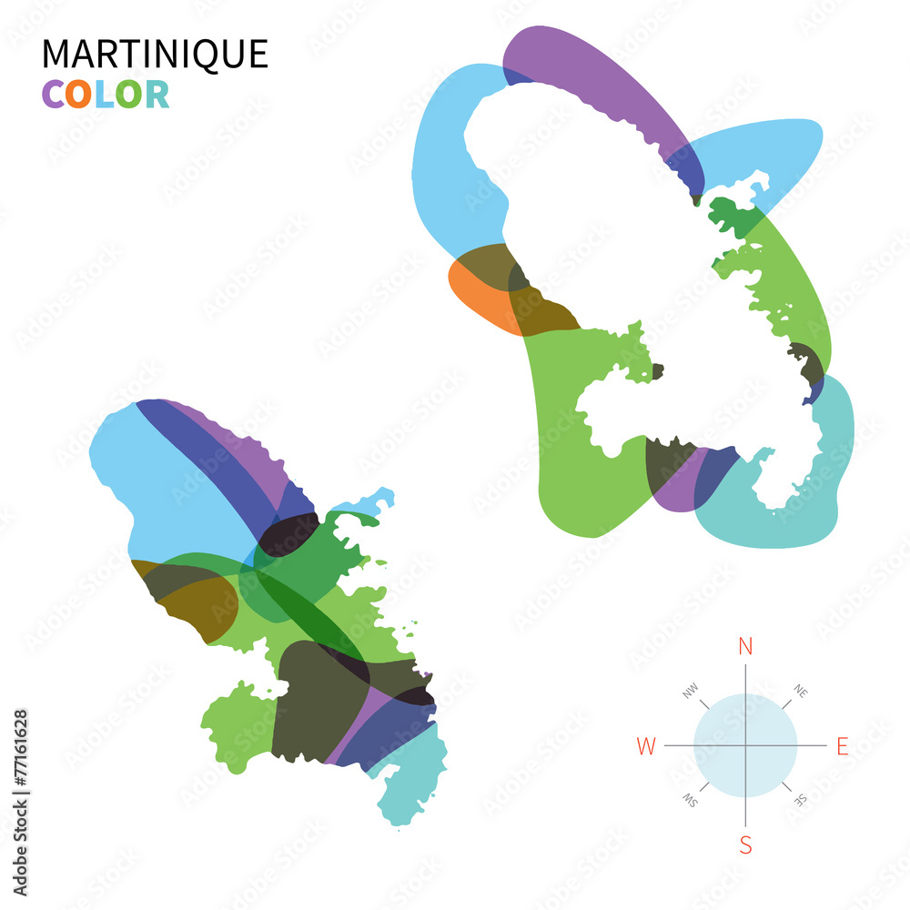 Abstract vector color map of Martinique Stock Vector | Adobe Stock