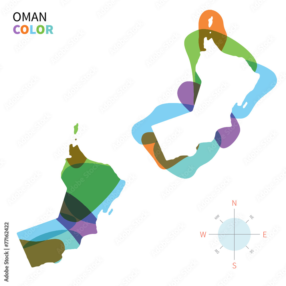 Abstract vector color map of Oman Stock Vector | Adobe Stock
