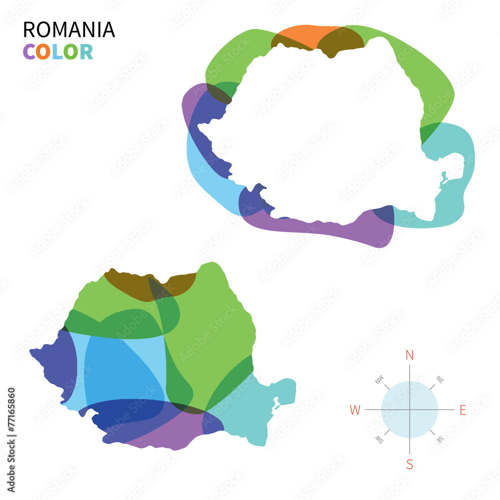 Abstract vector color map of Romania Stock Vector | Adobe Stock