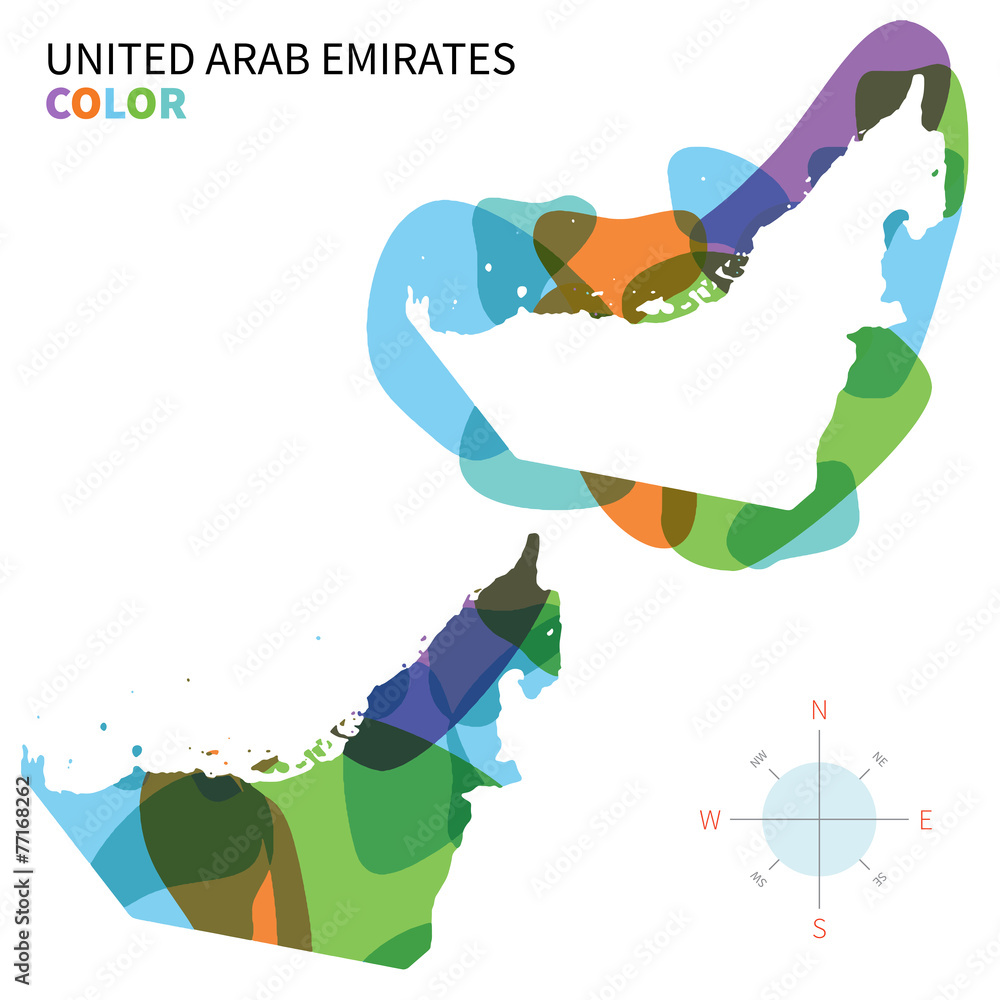 Abstract vector color map of United Arab Emirates Stock Vector | Adobe ...