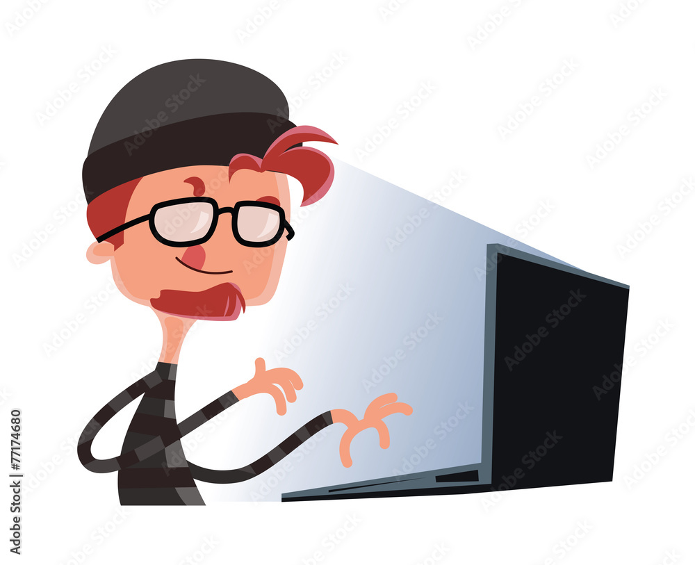 Hacker typing on computer vector illustration cartoon character Stock ...