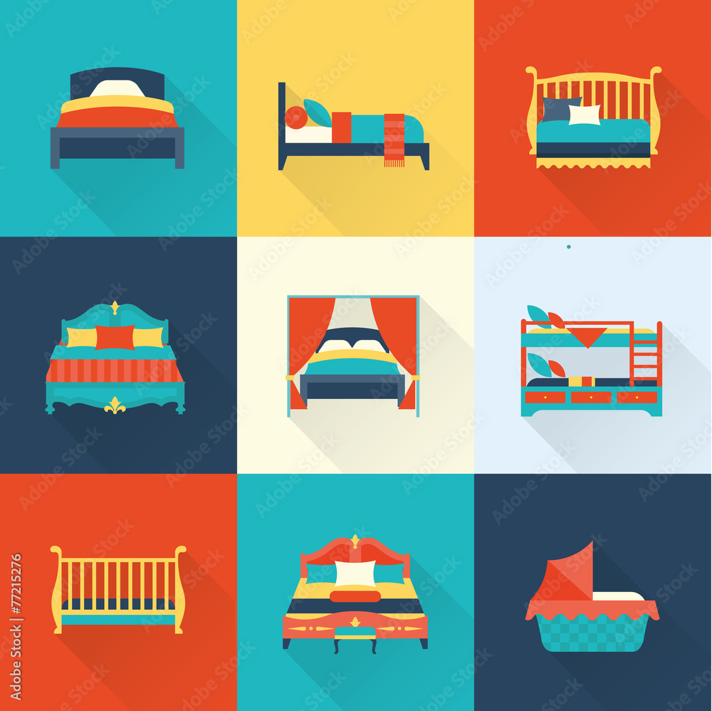 Vector bed icon set Stock Vector | Adobe Stock