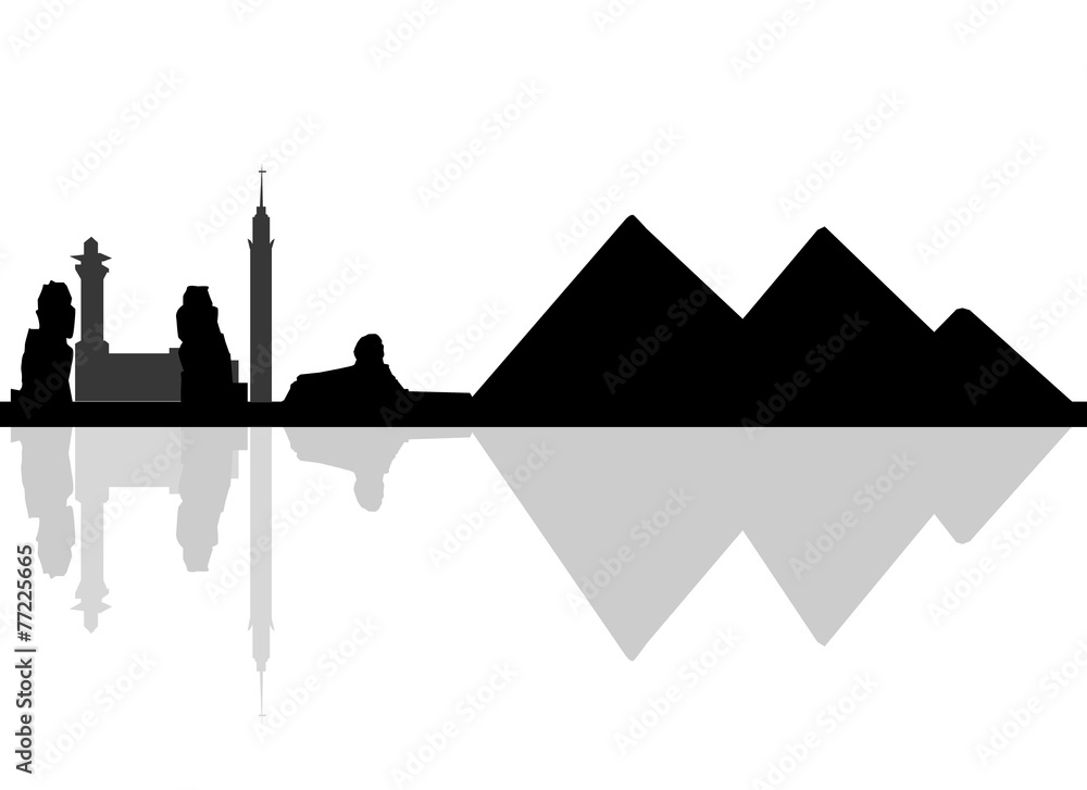 Black vector egypt silhouette skyline Stock Vector | Adobe Stock
