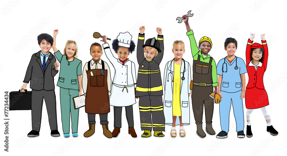 Group of Children Variation Occupation Uniform Concept Stock Photo ...