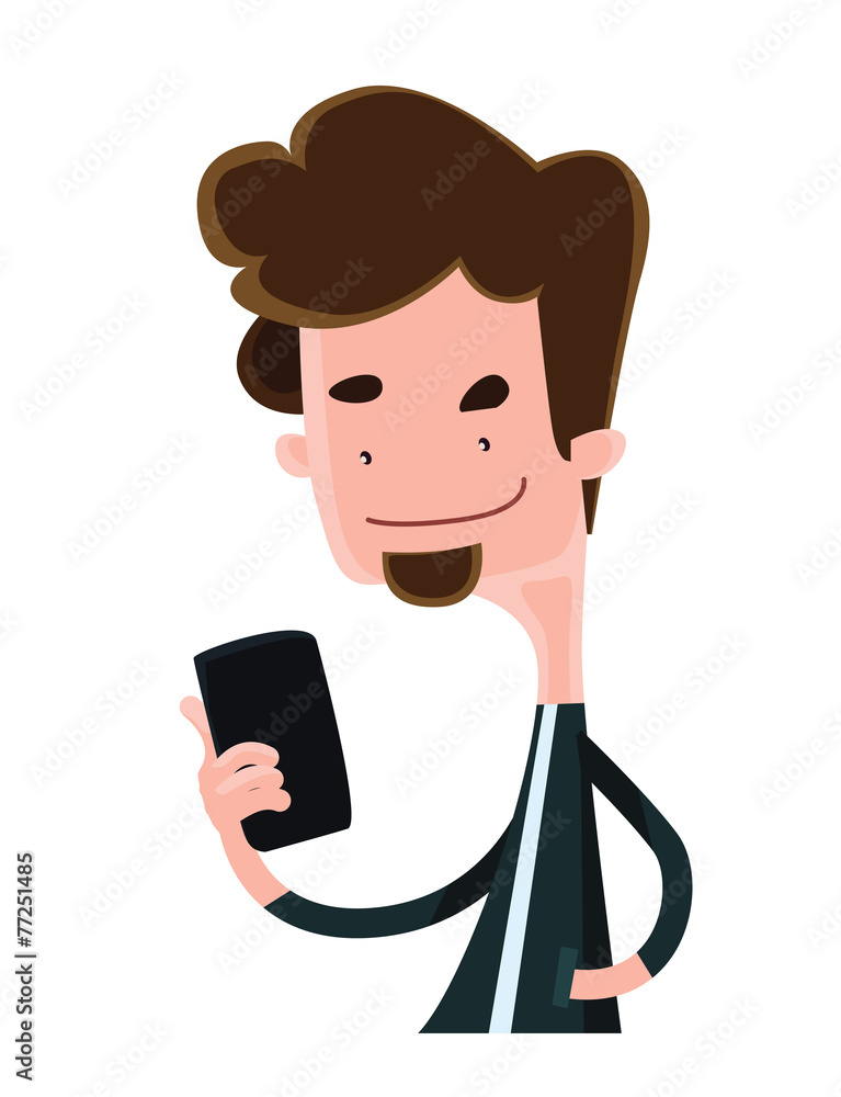 Man holding a phone vector illustration cartoon character Stock Vector ...