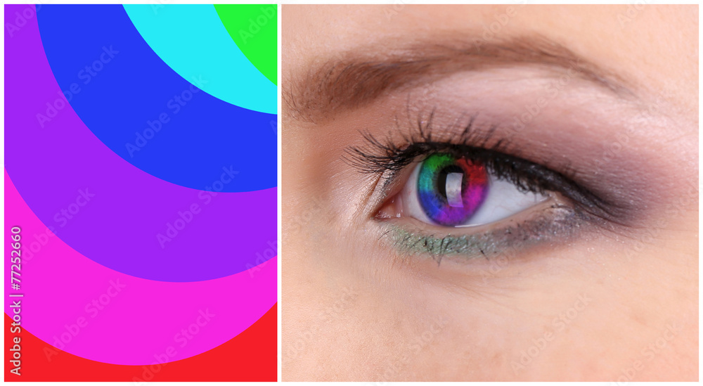 Collage of eye with color palette Stock Photo | Adobe Stock