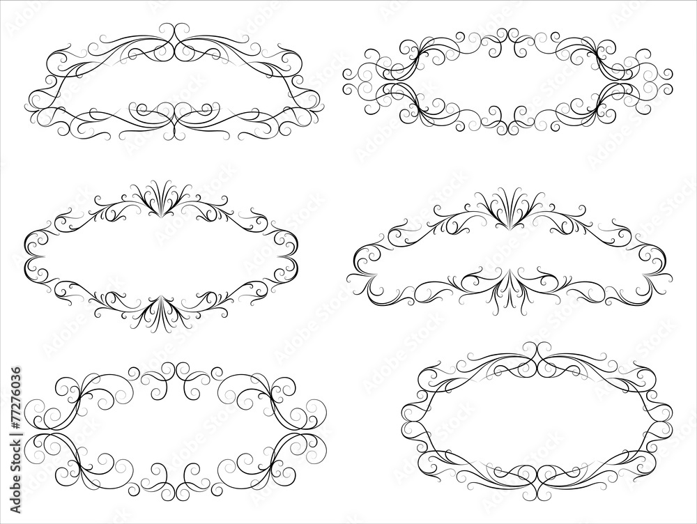 Calligraphic Scroll Frames Stock Vector | Adobe Stock
