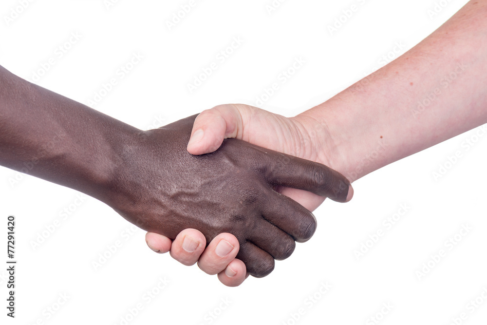 Two multi racial hands Stock Photo | Adobe Stock