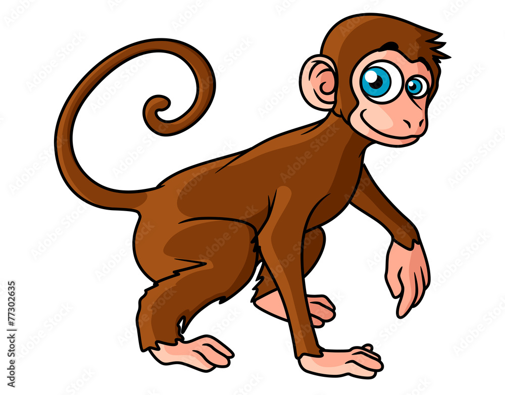 Cartoon brown monkey character Stock Vector | Adobe Stock