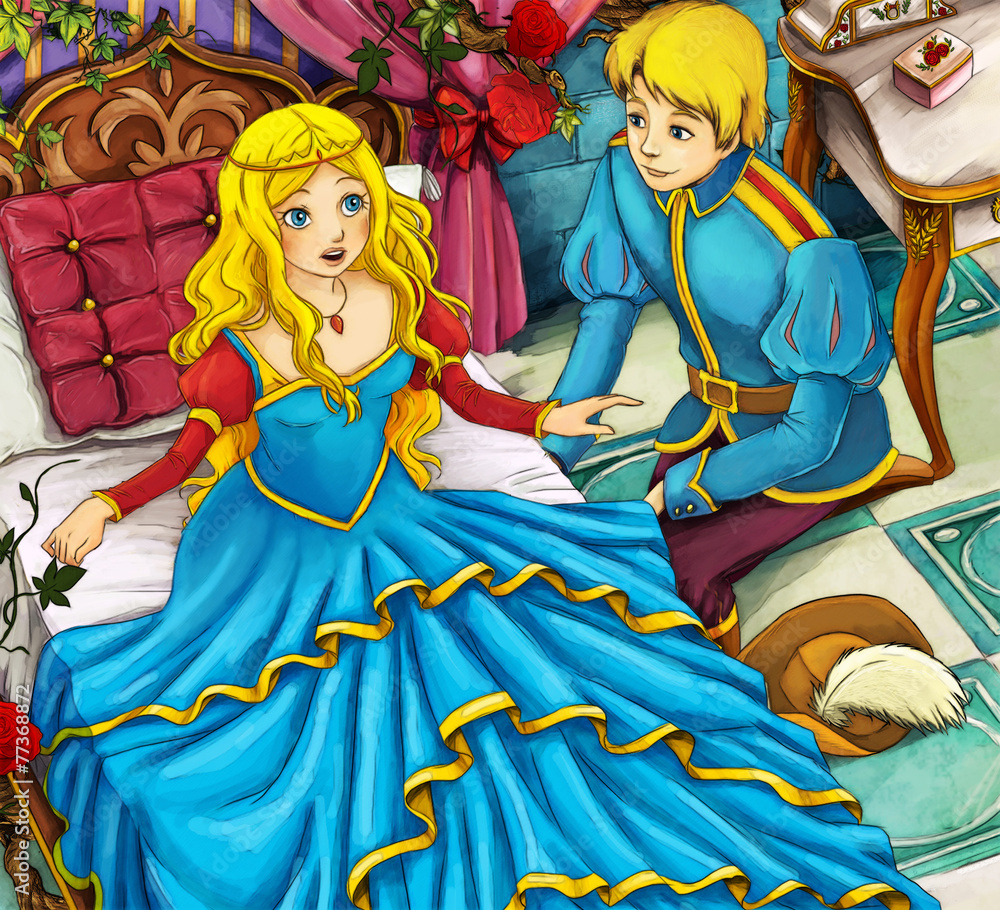 Cartoon fairy tale illustration - prince and princess Stock ...