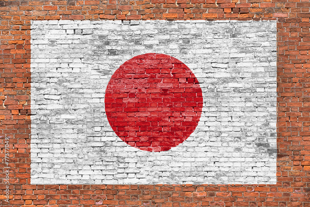 Flag of Japan painted over brick wall Stock Illustration | Adobe Stock
