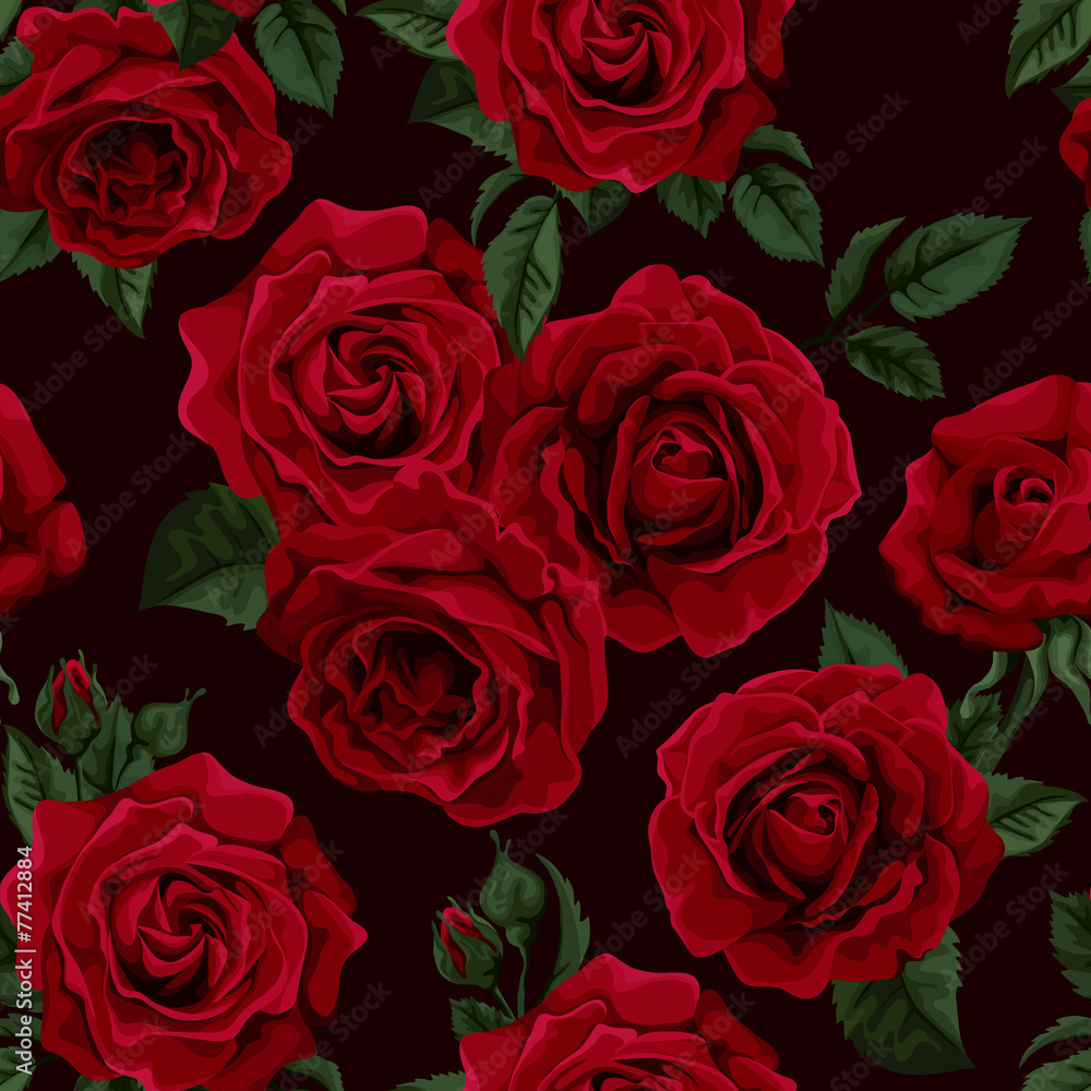 Seamless wallpaper pattern with of collection red roses . Stock Vector ...