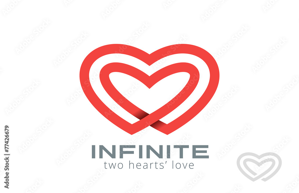 Double Looped Infinity Hearts Logo design vector Stock Vector | Adobe Stock