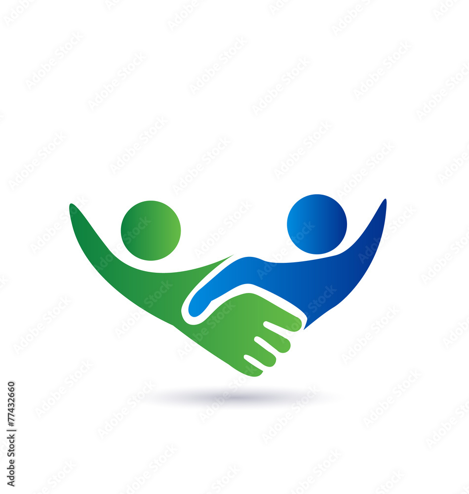 Handshake people in business logo vector Stock Vector | Adobe Stock