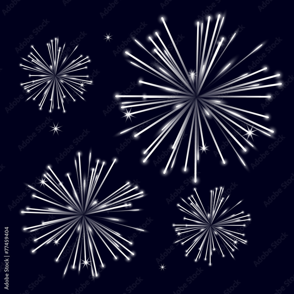 grayscale shiny fireworks on black background eps10 Stock Vector ...