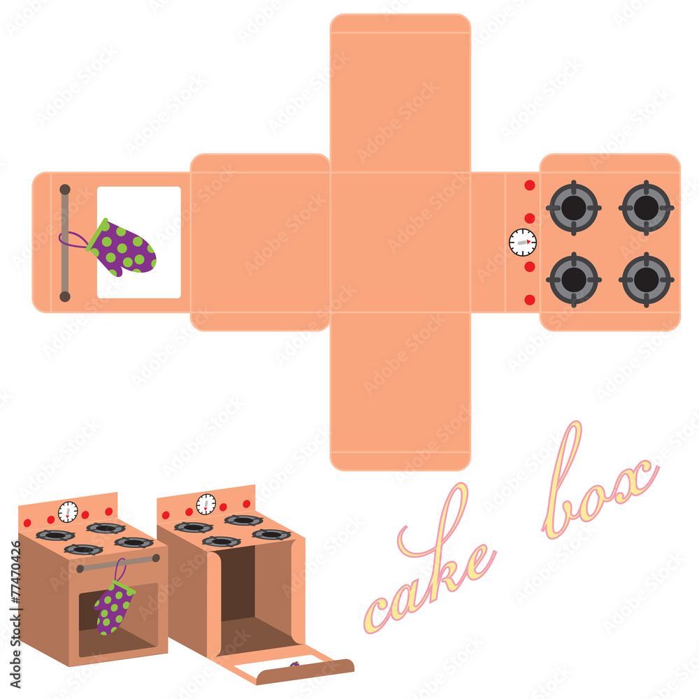 Vector cake box template Stock Vector | Adobe Stock