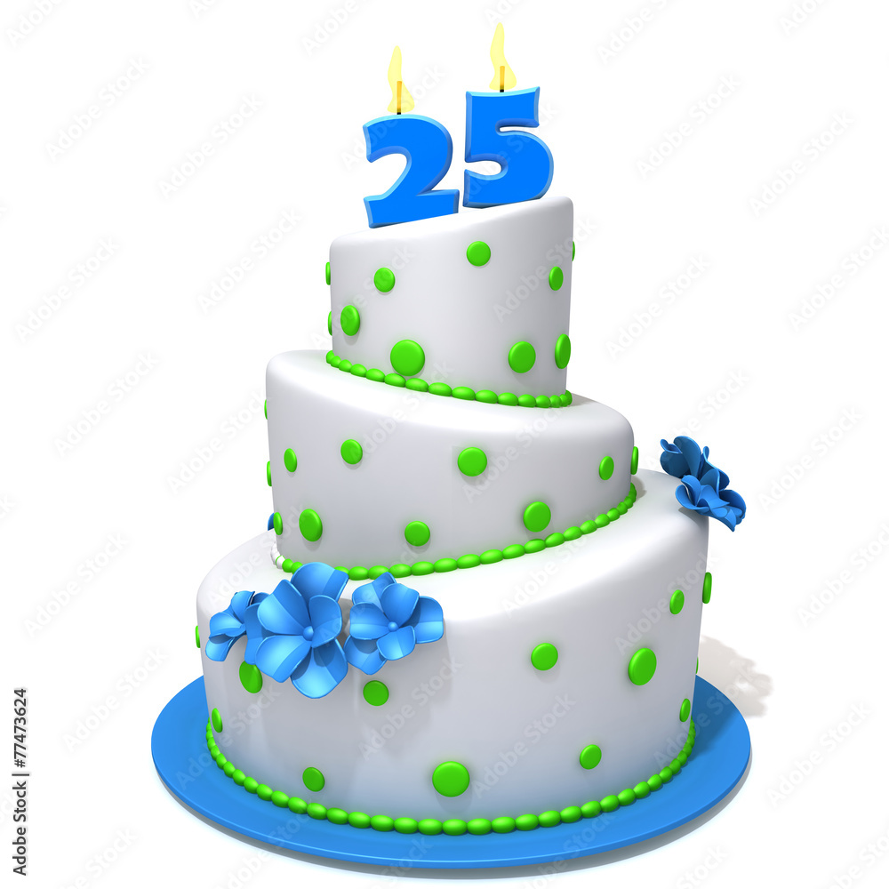 Birthday cake with number twenty five Stock Illustration | Adobe Stock