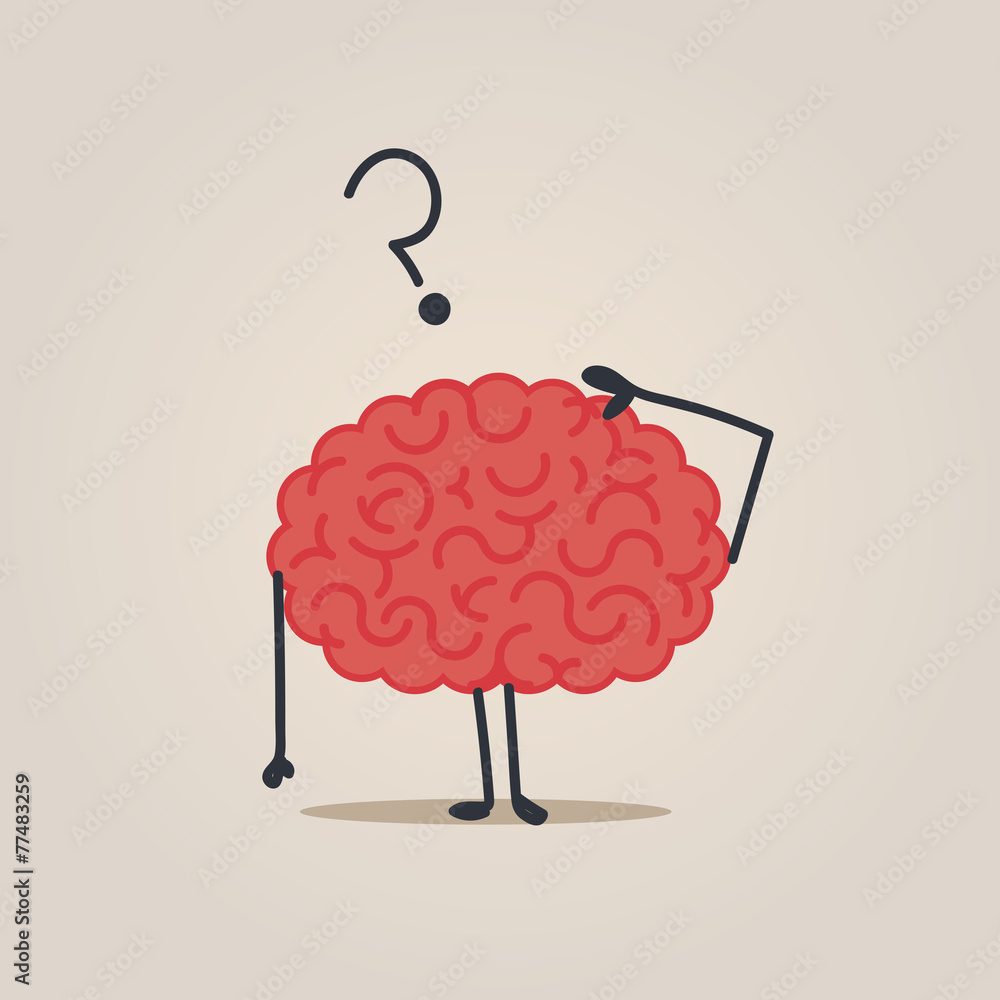 Brain character: Confused Stock Vector | Adobe Stock