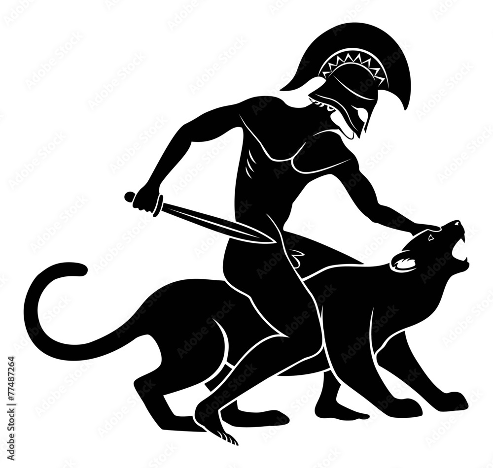 fight with a wild animal Stock Vector | Adobe Stock