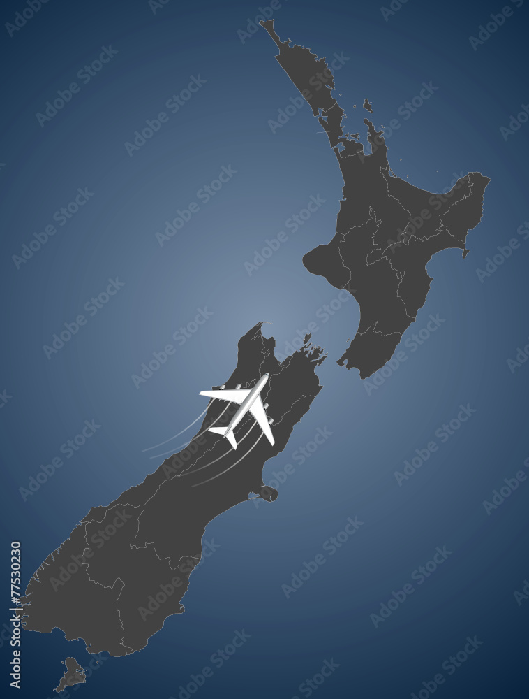 New Zealand airline,map,flight Stock Vector | Adobe Stock